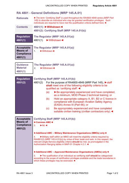 (MRP 145.A.01) PDF - Military Aviation Authority