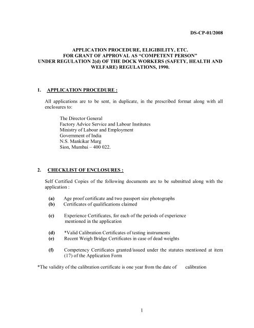 New Guidelines for Competent Person - DGFASLI