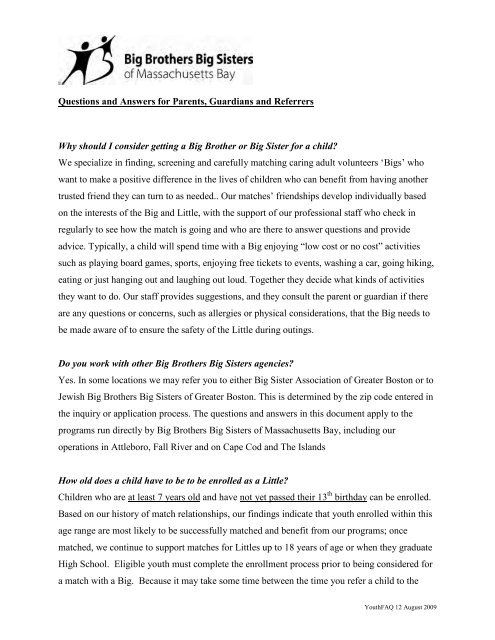 Questions and Answers About Big Brother Big Sister