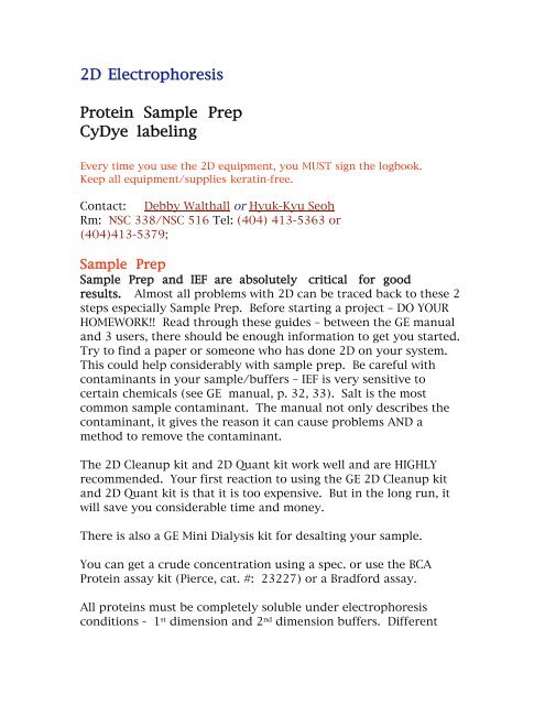 2D Electrophoresis Protein Sample Prep CyDye labeling