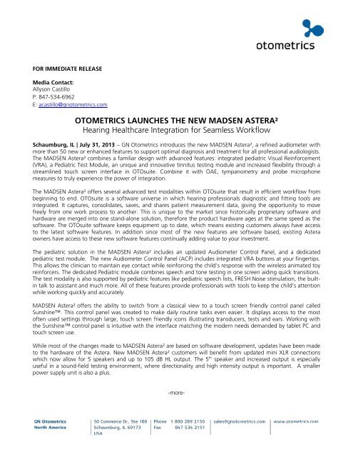 Otometrics launches the new MADSEN Astera 2 - GN Otometrics