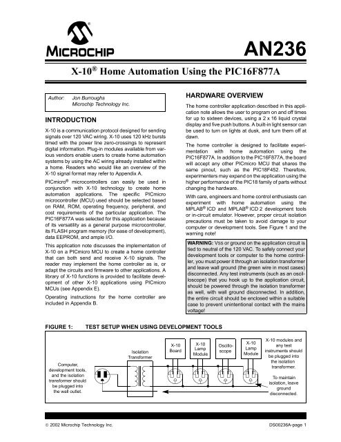 AN236, X-10 Home Automation Using the PIC16F877A - Microchip