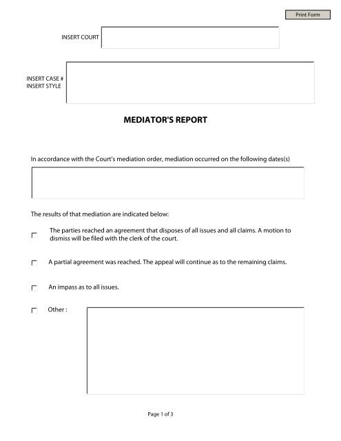 MEDIATOR'S REPORT
