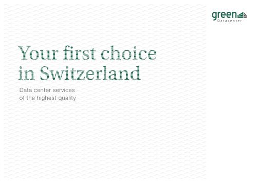 Data center services and company profile - Green Datacenter AG
