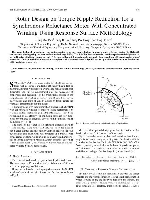 Rotor Design on Torque Ripple Reduction for a Synchronous ... Rotor Design on Torque Ripple Reduction for a Synchronous ...