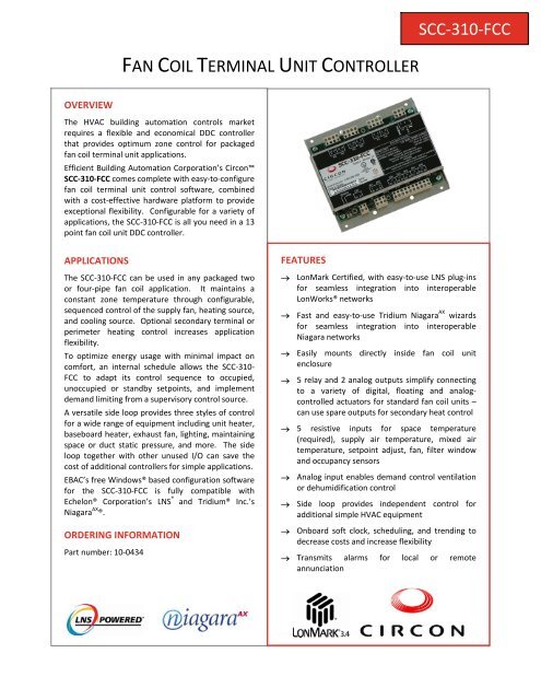 FAN COIL TERMINAL UNIT CONTROLLER SCC-310-FCC