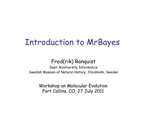 Introduction to MrBayes - Molecular Evolution