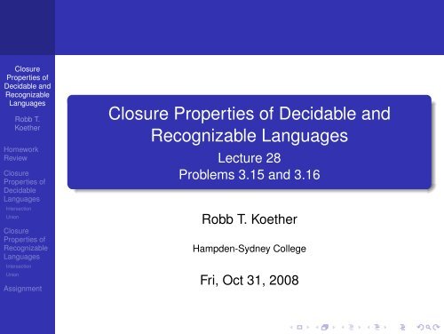 decidable languages closed under intersection