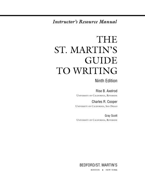 THE ST. MARTIN'S GUIDE TO WRITING