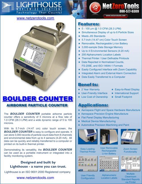 Lighthouse Boulder Counter Datasheet - Netzerotools.com