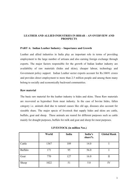 Leather Industry in Bihar - Industries Department