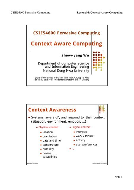 Context Aware Computing