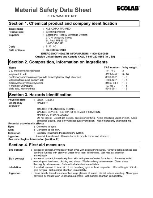 Msds Sheets