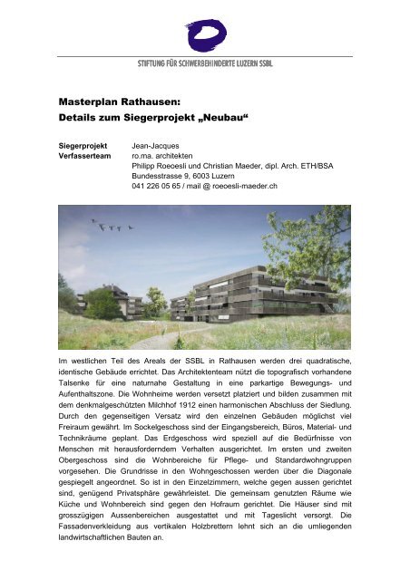 Masterplan Rathausen: Details zum Siegerprojekt â Neubauâ - SSBL