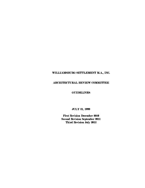 architectural review committee guidelines - Williamsburg Settlement