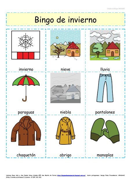 Bingo de invierno - Catedu