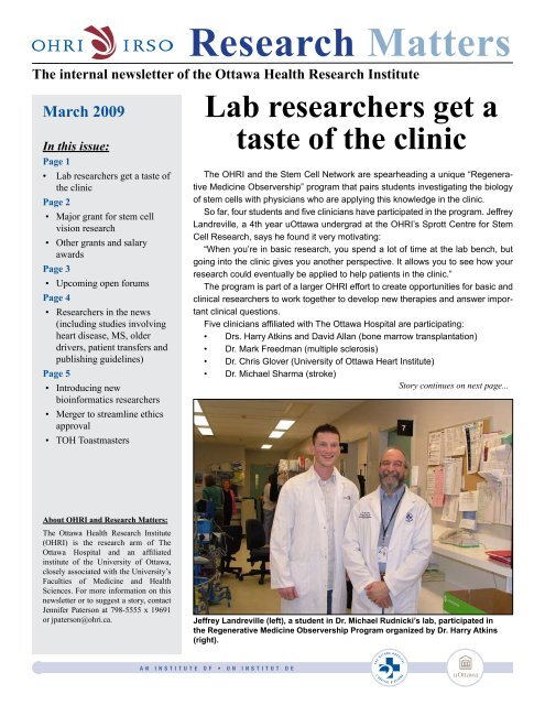 Research Matters - The Ottawa Hospital Research Institute