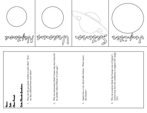 Outer Planets Foldable - Earth Science with Mrs. Wilson