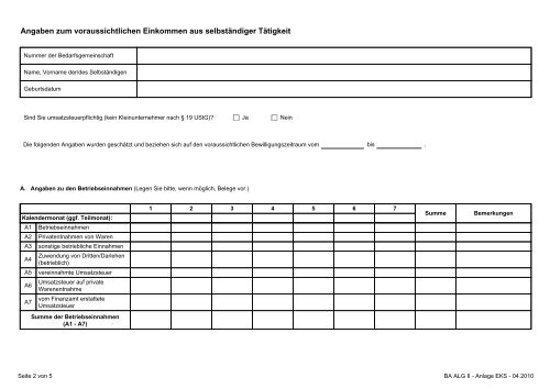 Angaben zum voraussichtli