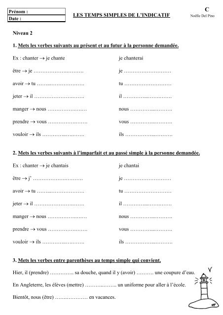 Les temps simples (exercices niveau2) .pdf - Nono l'instit