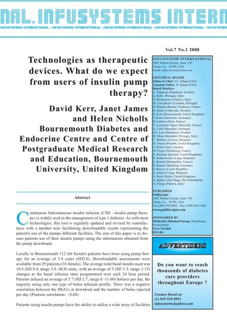 Infusystems International - Vol.7 No.1 - Publiscripts