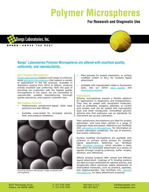Polymer Microspheres - Bangs Laboratories, Inc.