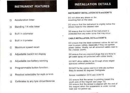 Spa Design Tachometer Manual