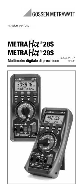 METRA 28S METRA 29S - Gossen-Metrawatt