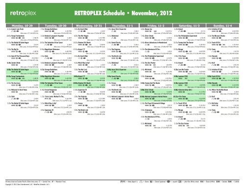 RETROPLEX Schedule - November, 2012 - Starz