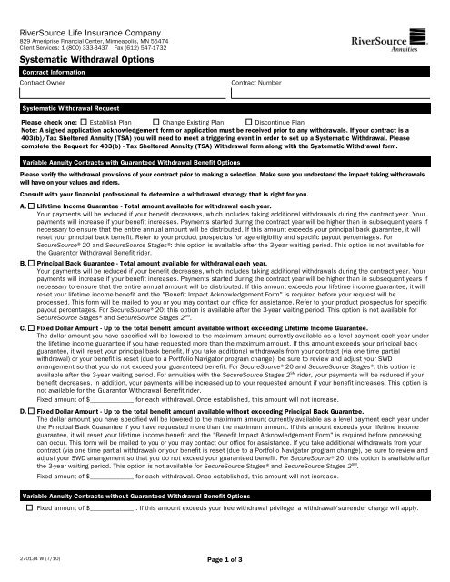 Riversource Systematic Withdrawal