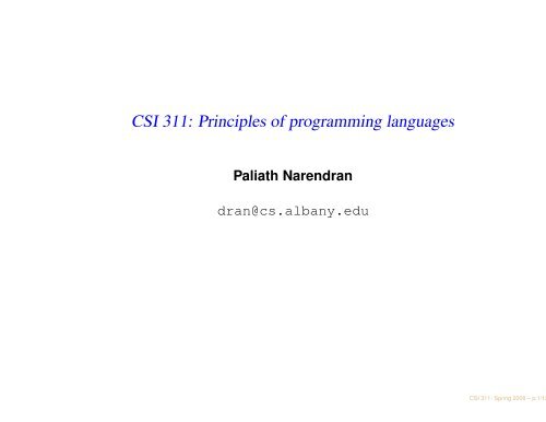 Csi 311 Principles Of Programming Languages 0104