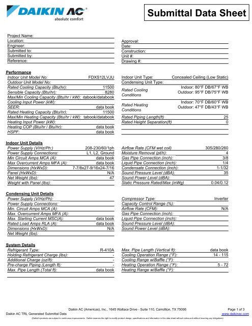 FDXS12LVJU - Daikin AC