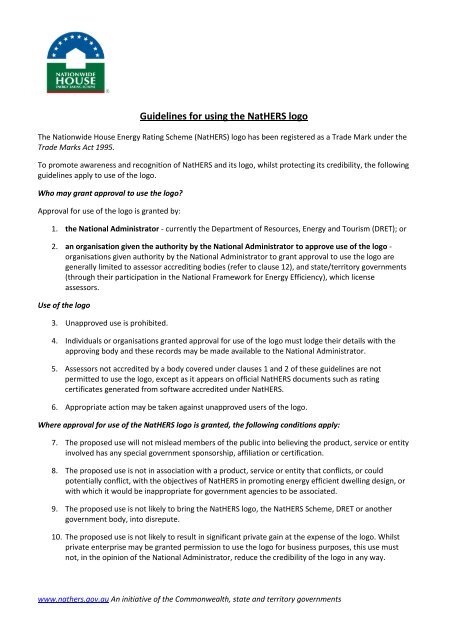 Guidelines for Using the NatHERS logo (PDF - 94 KB)