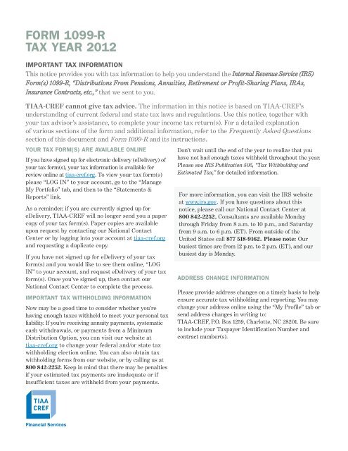 1099-R (PDF) - TIAA-CREF