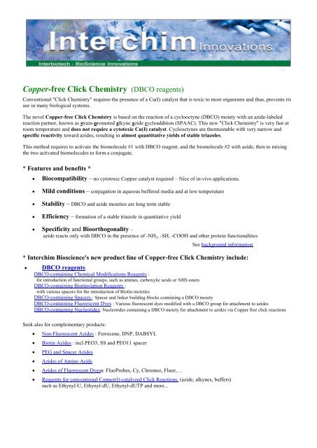 Copper-free Click Chemistry (DBCO & BCN reagents) - Interchim