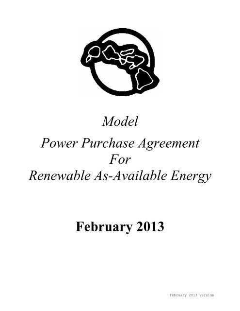 Model Power Purchase Agreement For Renewable As ... - Heco.com