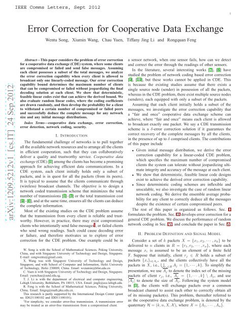 Error Correction for Cooperative Data Exchange - Singapore ...