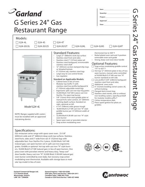 G Series 24'' Gas Restaurant Range - Garland - Garland Group