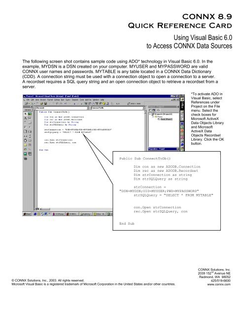 Using Visual Basic 6.0 to Access CONNX Data ... - CONNX Solutions
