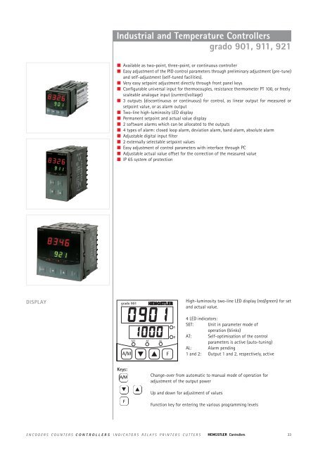 Industrial and Temperature Controllers grado 901, 911, 921
