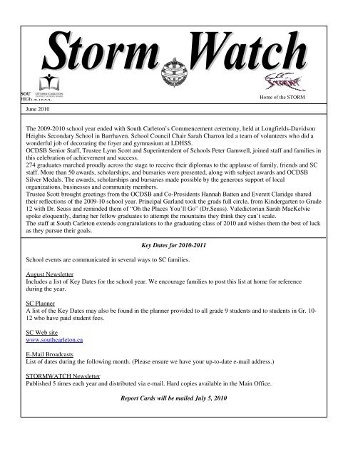 June 2010 - South Carleton High School