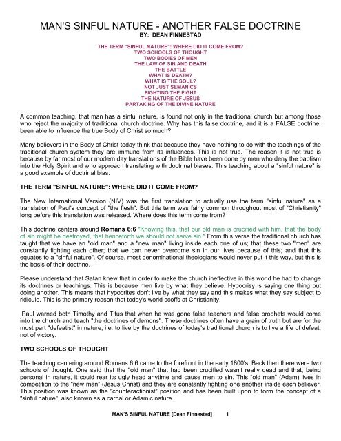 man's sinful nature - Lighthouse Library International