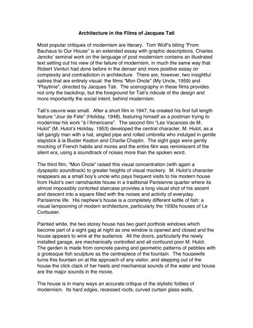 Architecture in the Films of Jacques Tati Most ... - Environa Studio