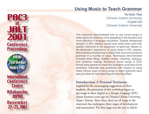 Using Music to Teach Grammar - JALT Publications