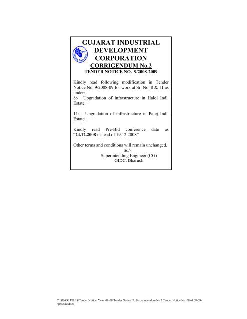 GUJARAT INDUSTRIAL DEVELOPMENT CORPORATION - GIDC