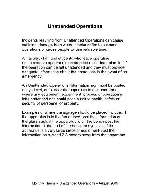 Unattended Operations