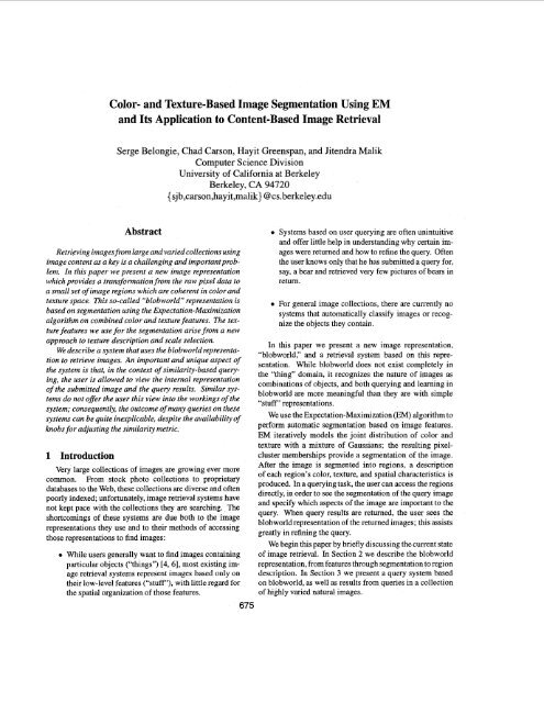 Color And Texture Based Image Segmentation Using Em And Its