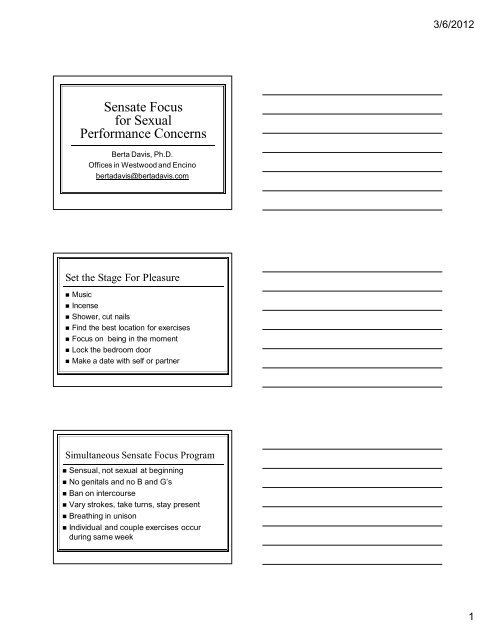 Sensate Focus for Sexual Performance Concerns - AACAST