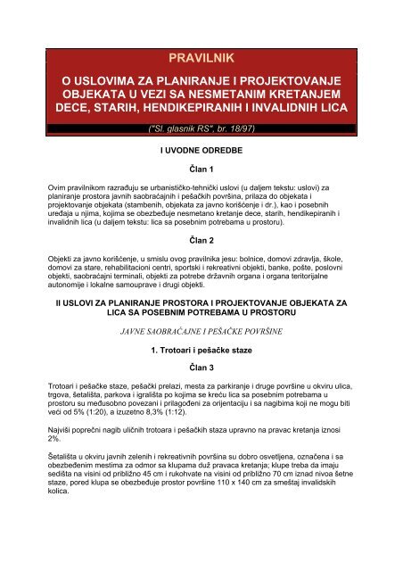 pravilnik o uslovima za planiranje i projektovanje objekata u vezi sa ...