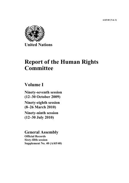 Report of the Human Rights Committee - CCPR-Centre